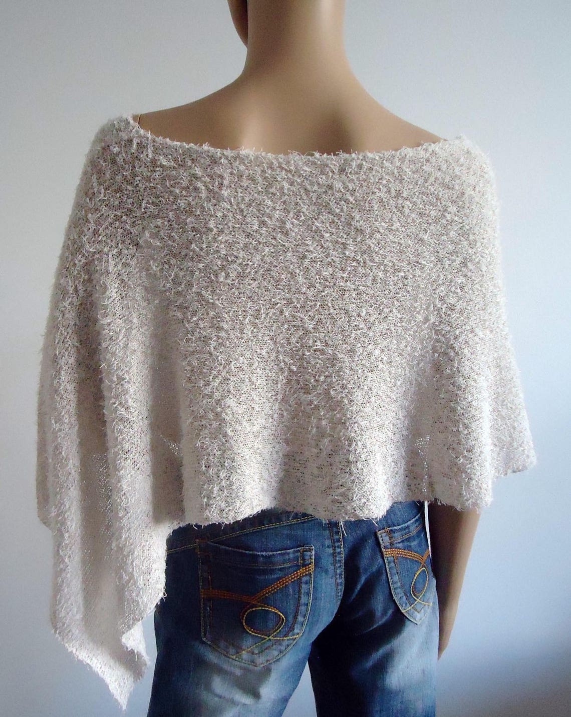 Short Poncho Boho Beach White Black Blue Beige Brown Red - Etsy