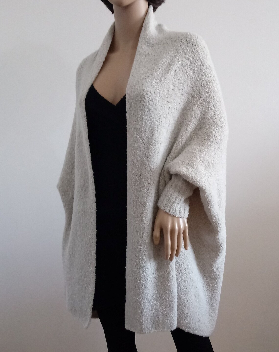 White Batwing Cardigan Jacket With Long Sleeves Cozy Wool Long - Etsy