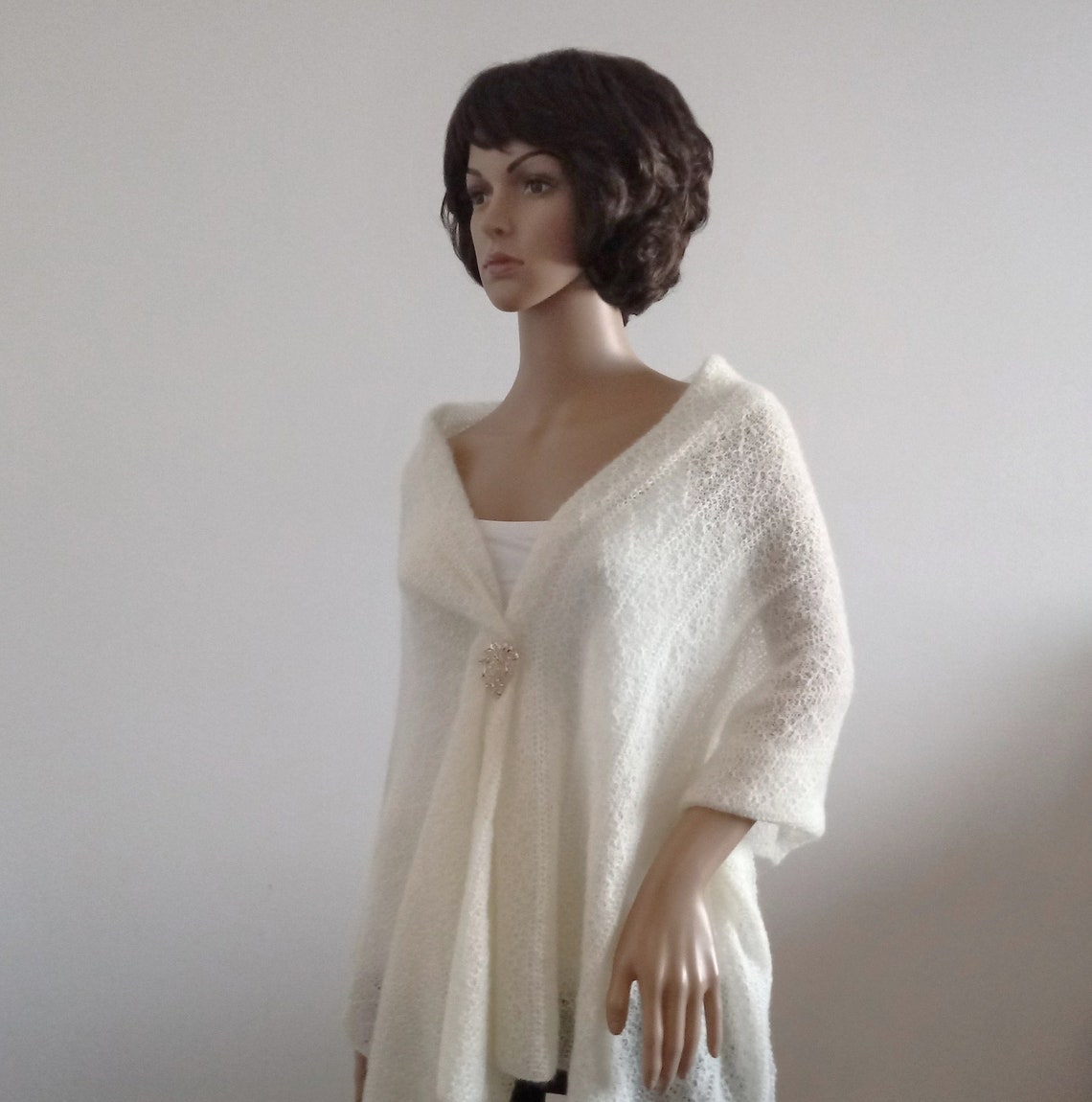 Wedding Scarf Knit Shawl Bridal White Shawl Cream Ivory Scarf | Etsy