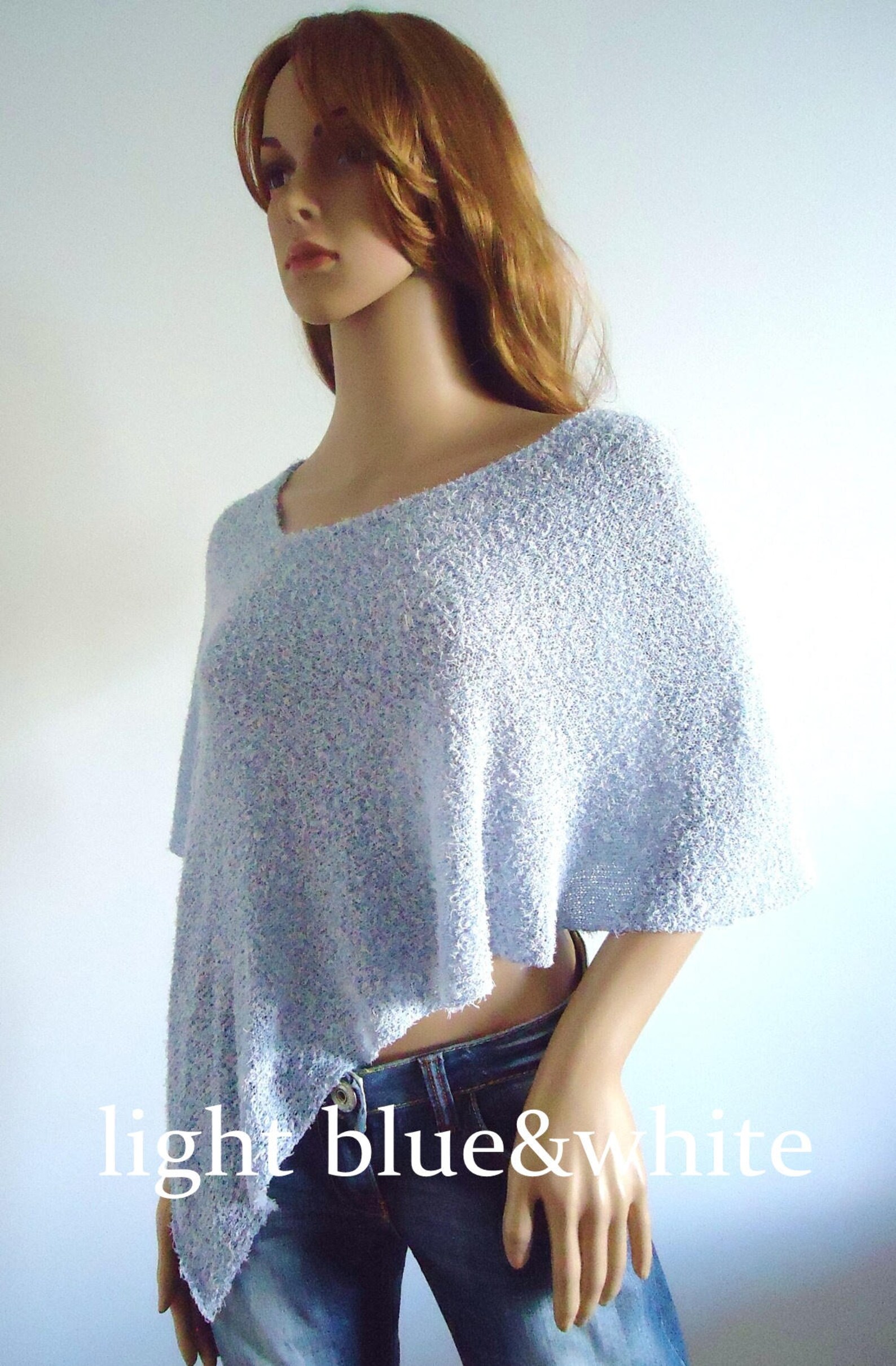 Short Poncho Boho Beach White Black Blue Beige Brown Red | Etsy