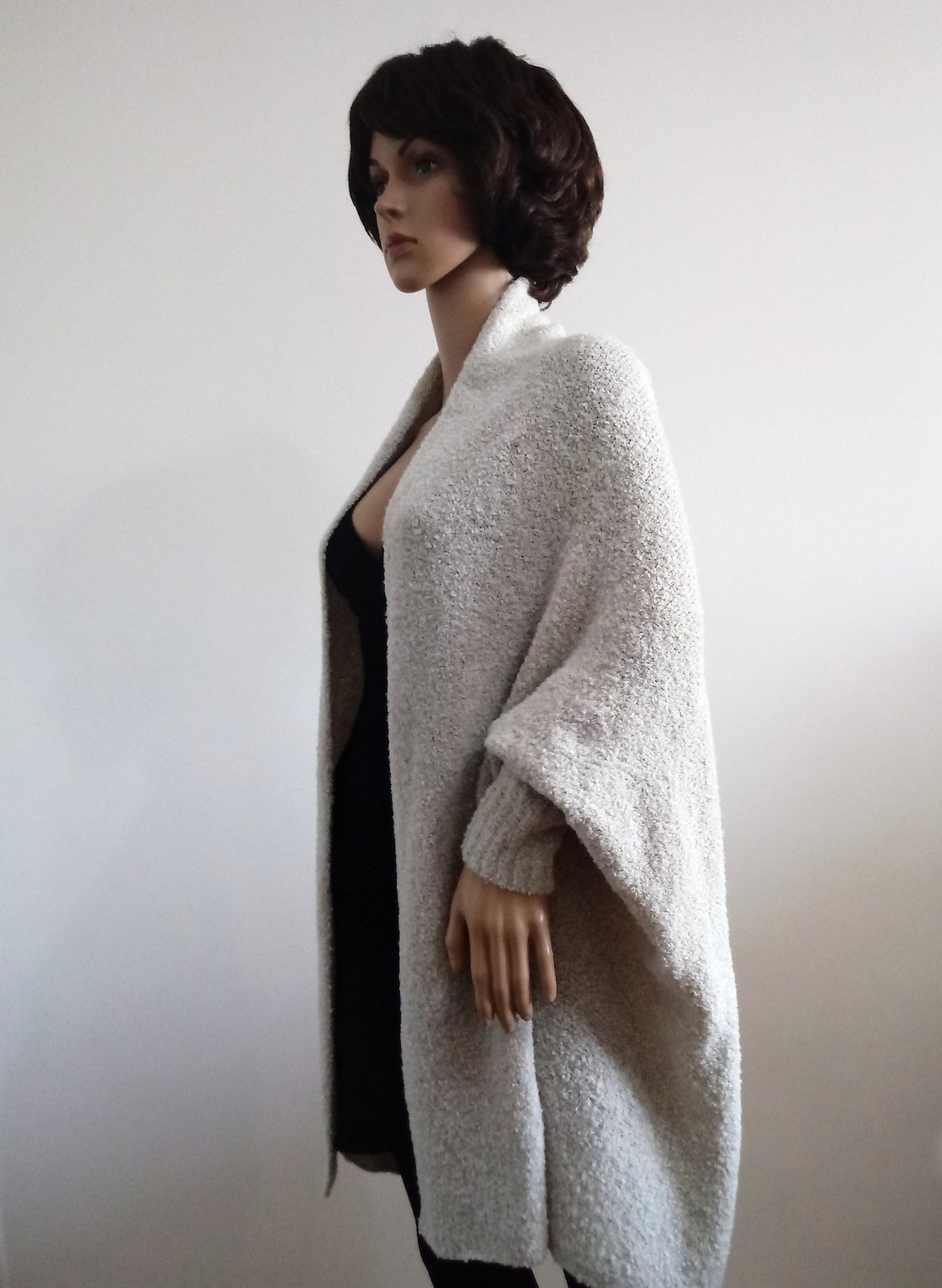 White Batwing Cardigan Jacket With Long Sleeves Cozy Wool Long - Etsy