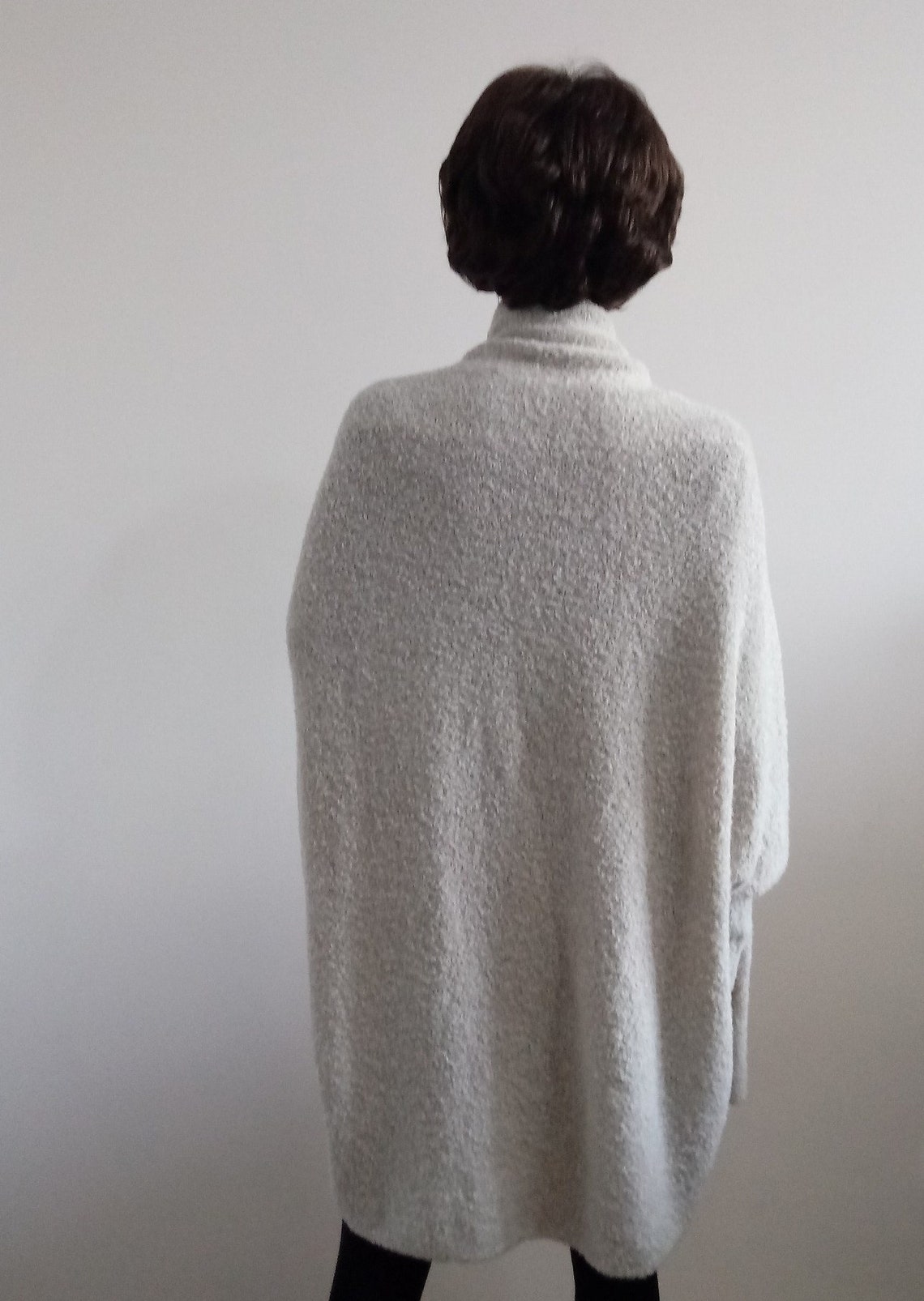 White Batwing Cardigan Jacket With Long Sleeves Cozy Wool Long Loose ...