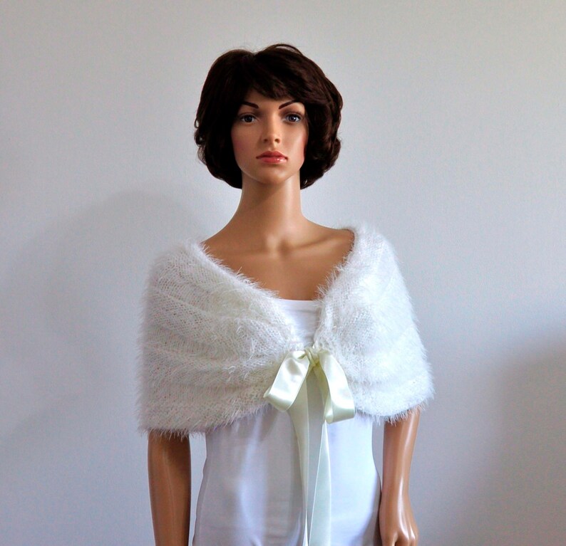 Bridal Cape White Capelet Bridesmaid Accessories Satin Ribbon - Etsy