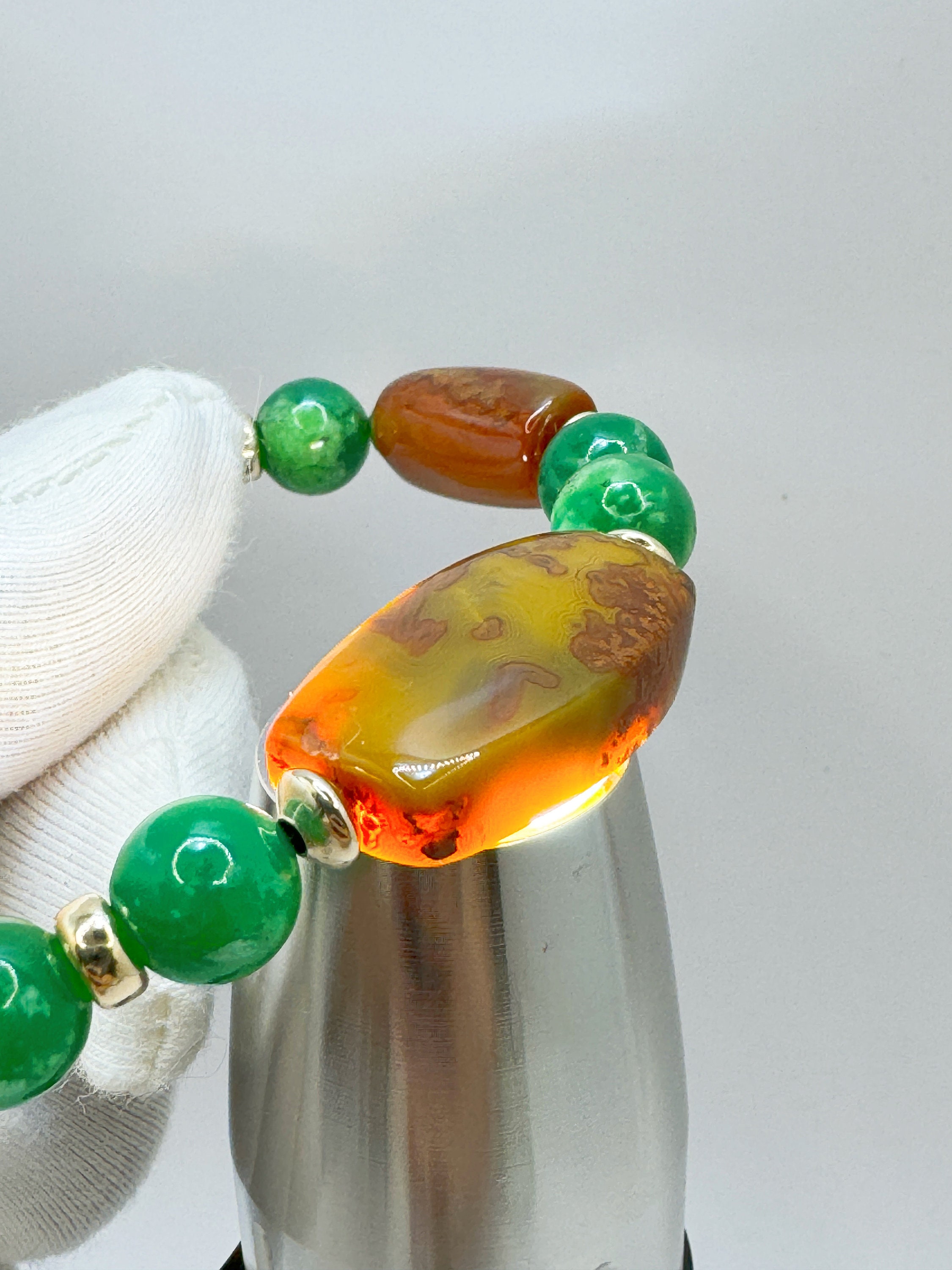 Rare Egg Yolk Zhanguo Blood Carnelian Agate With Variscite Beads ...