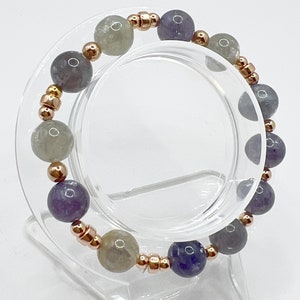 Unique Grey & Bluish Violet Natural Muscovite Crystal Beaded Bracelet W ...