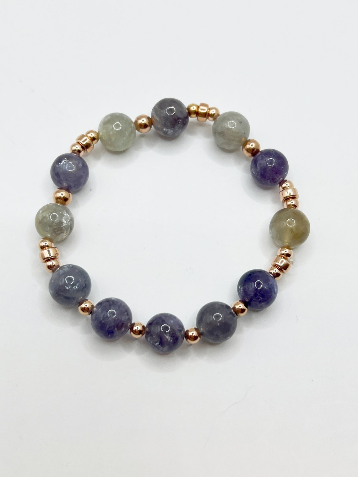 Unique Grey & Bluish Violet Natural Muscovite Crystal Beaded Bracelet W ...