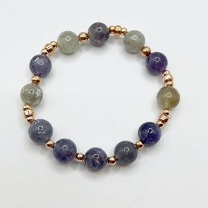 Unique Grey & Bluish Violet Natural Muscovite Crystal Beaded Bracelet W ...