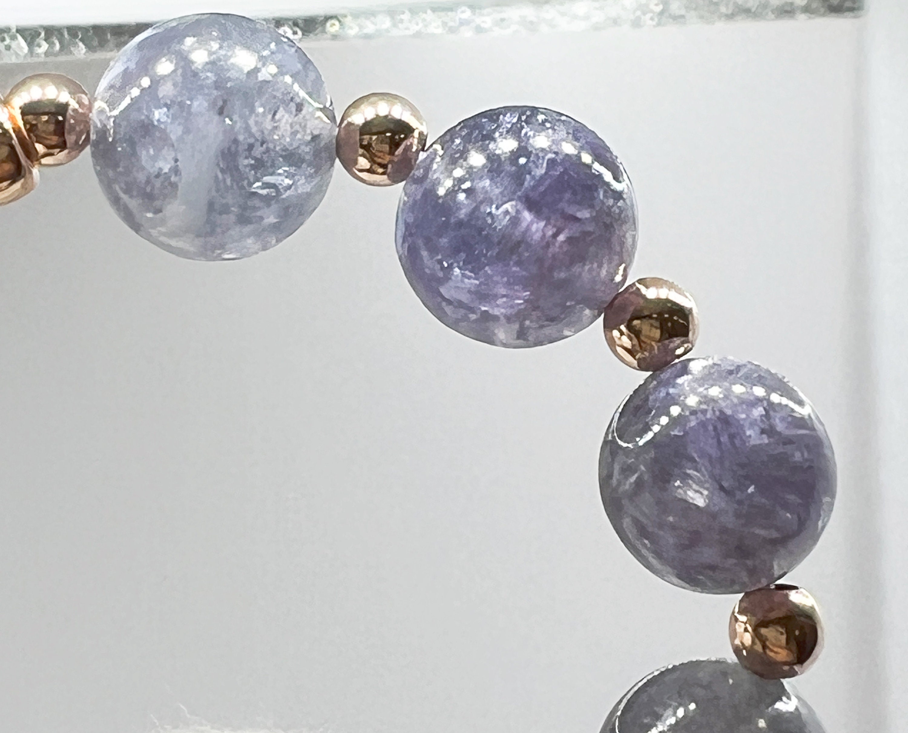 Unique Grey & Bluish Violet Natural Muscovite Crystal Beaded Bracelet W ...