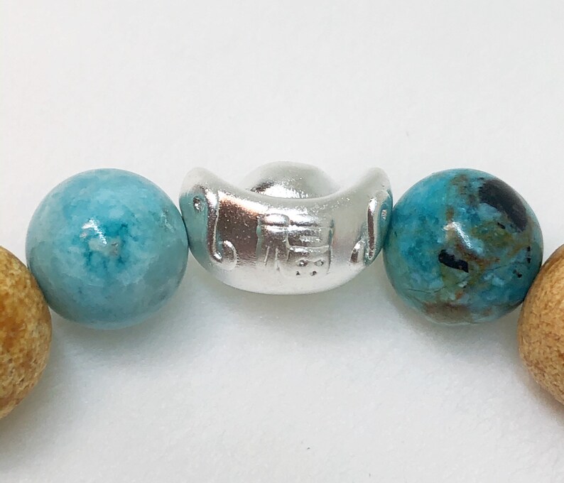 Blue Opal Thulite and Santo Palo Beaded Bracelet With 925 - Etsy