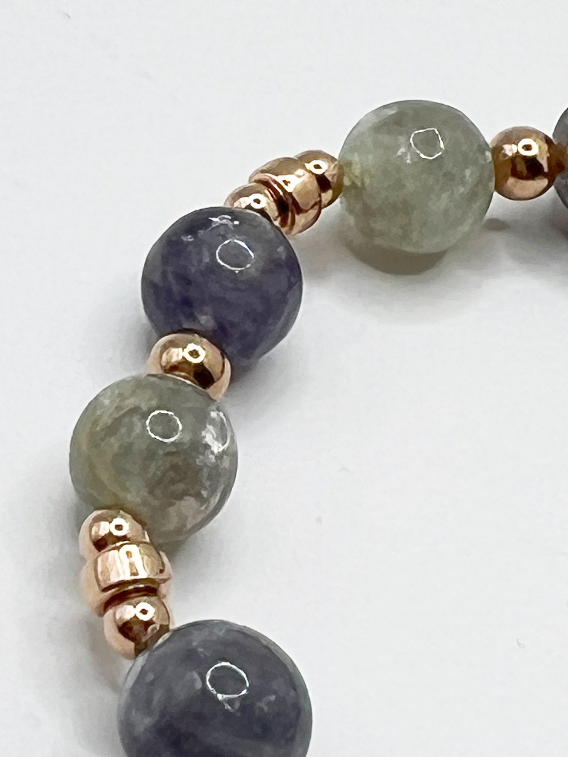 Unique Grey & Bluish Violet Natural Muscovite Crystal Beaded Bracelet W ...