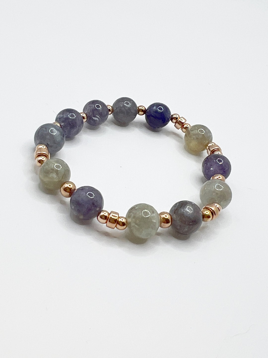 Unique Grey & Bluish Violet Natural Muscovite Crystal Beaded Bracelet W ...