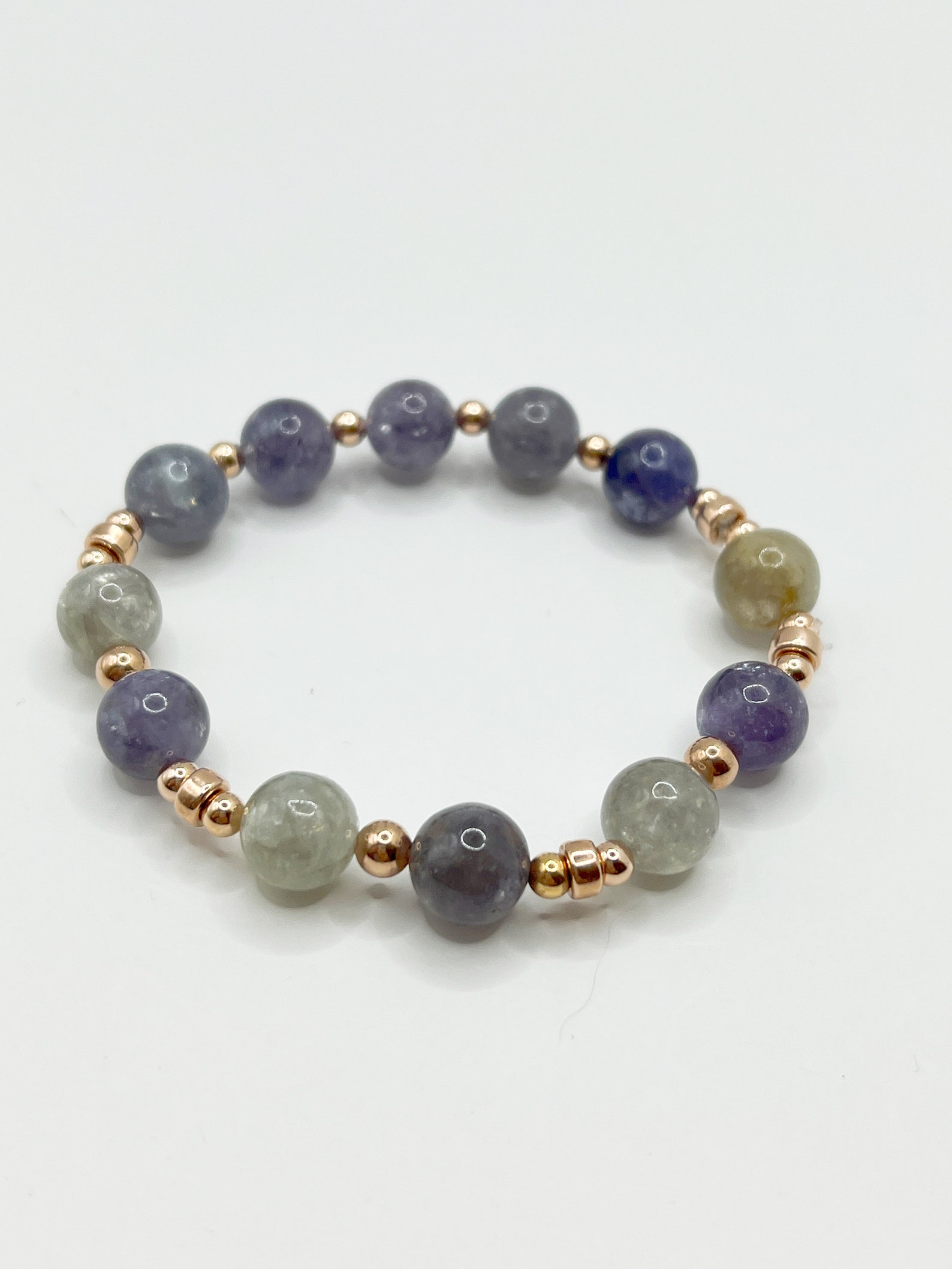 Unique Grey & Bluish Violet Natural Muscovite Crystal Beaded Bracelet W ...