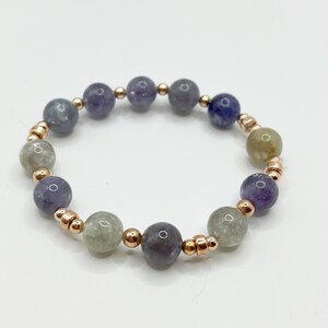 Unique Grey & Bluish Violet Natural Muscovite Crystal Beaded Bracelet W ...