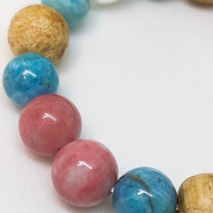 Blue Opal, Thulite and Santo Palo Beaded Bracelet With 925 Silver Ingot ...