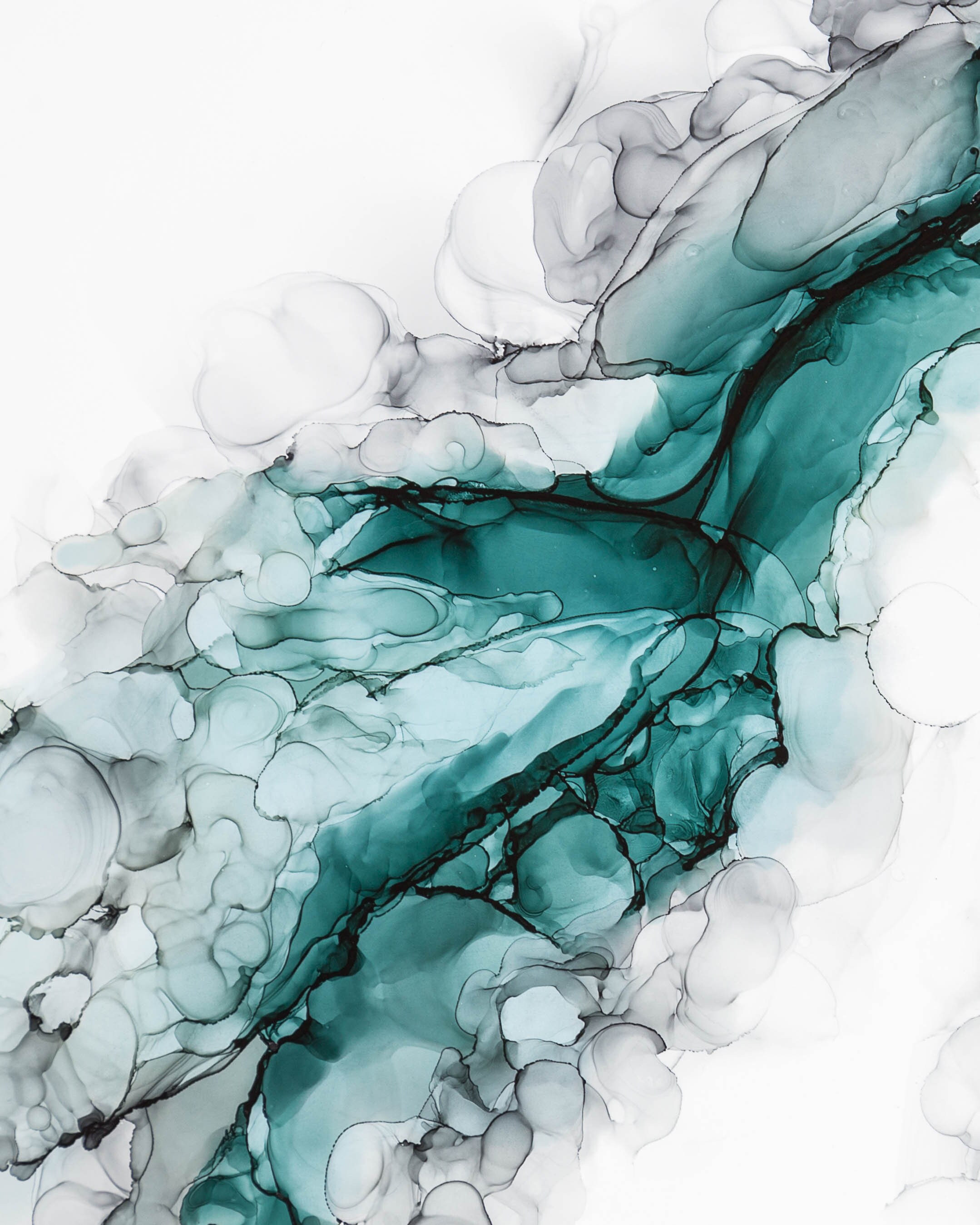 Teal Aqua Blue Abstract Alcohol Ink Painting Modern Art | Etsy