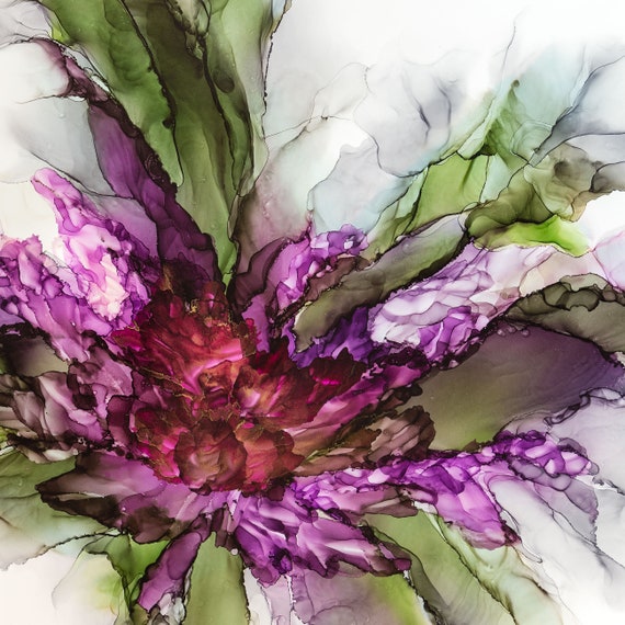 Floral Abstract Alcohol Ink Painting Modern Art Abstract - Etsy