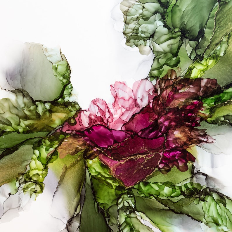 Floral Abstract Alcohol Ink Painting, Modern Art, Abstract Art ...