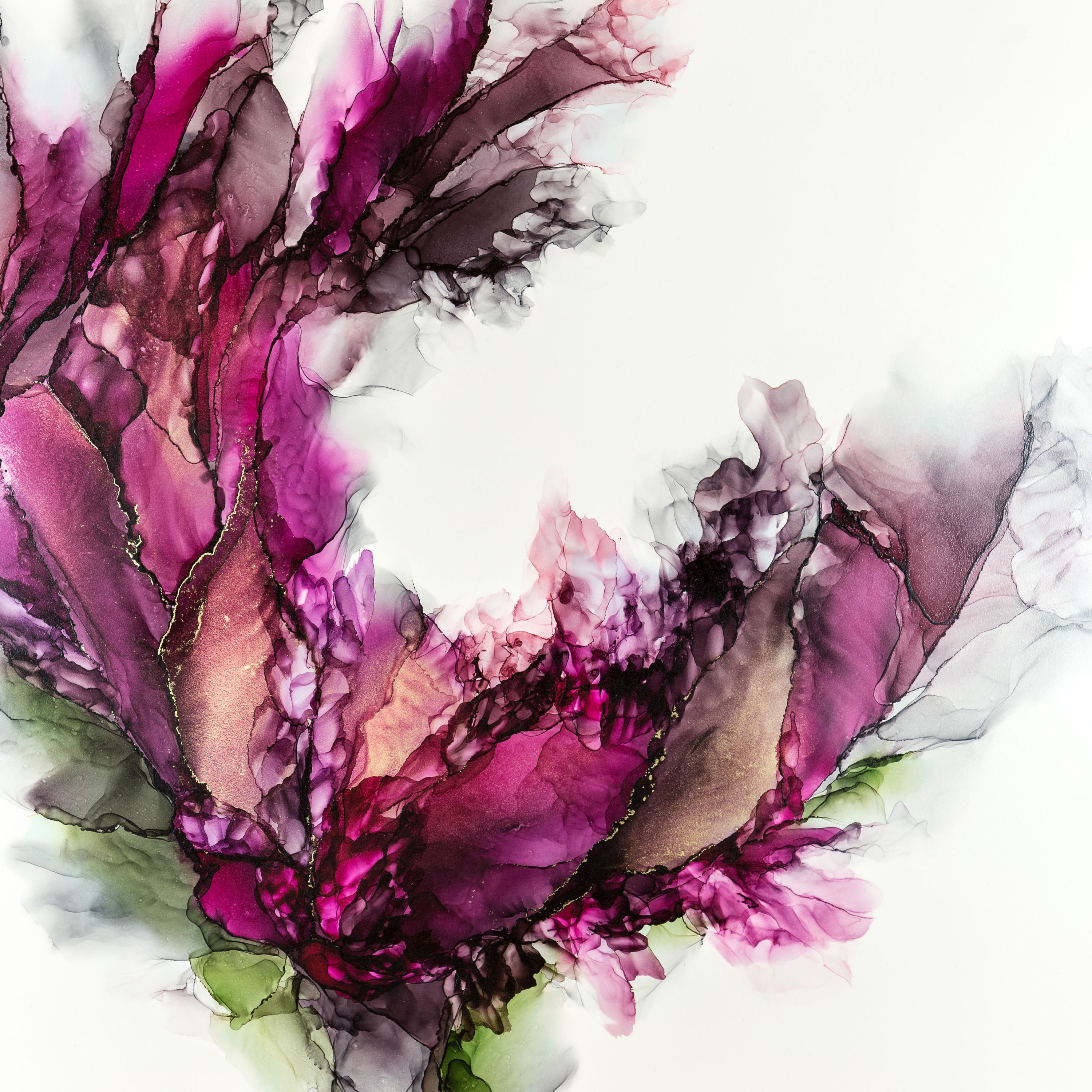 Floral Abstract Alcohol Ink Painting, Modern Art, Abstract Art ...