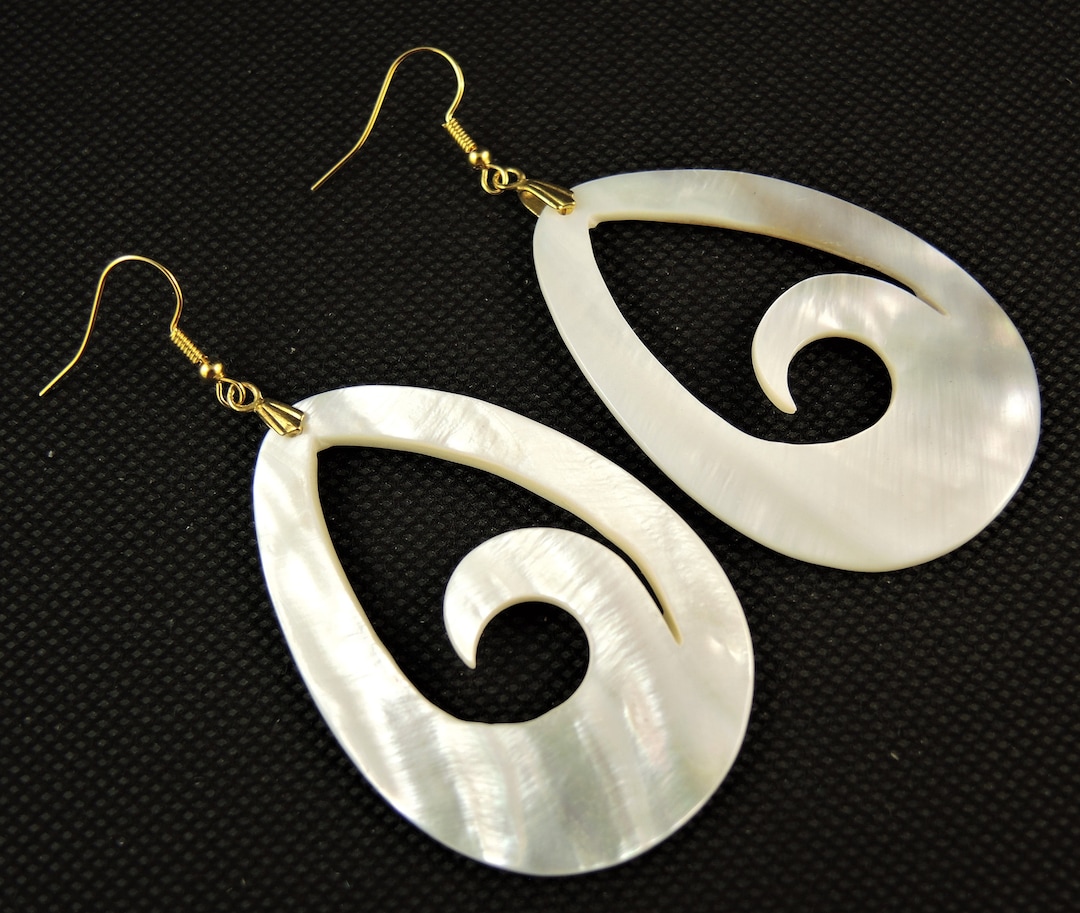 Natural, Carved, Large, Tear Drop, Shell, Bohemian, Dangle Drop ...