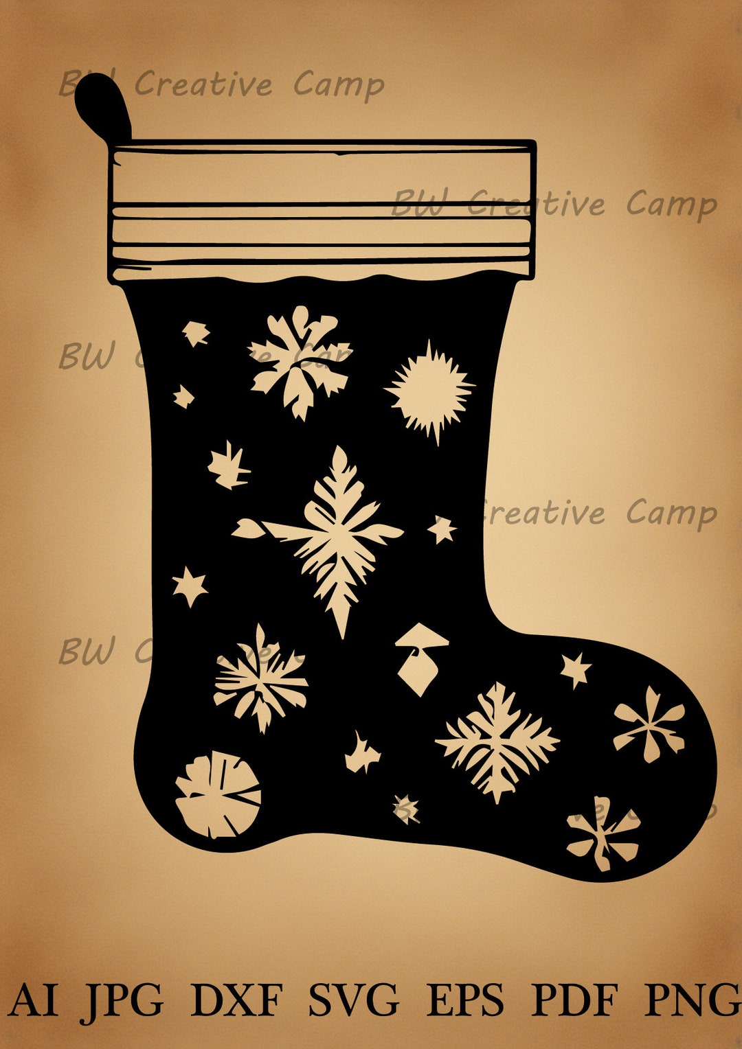 Vector STOCKING AI Jpg Dxf Svg Eps Pdf Png Download - Etsy