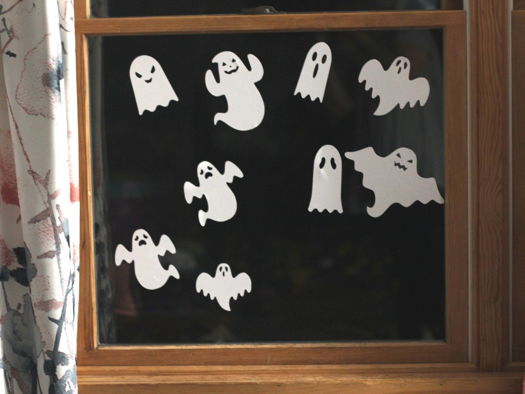 Halloween Ghost Window Cling Vinyl Decals - Reusable Fall Holiday ...