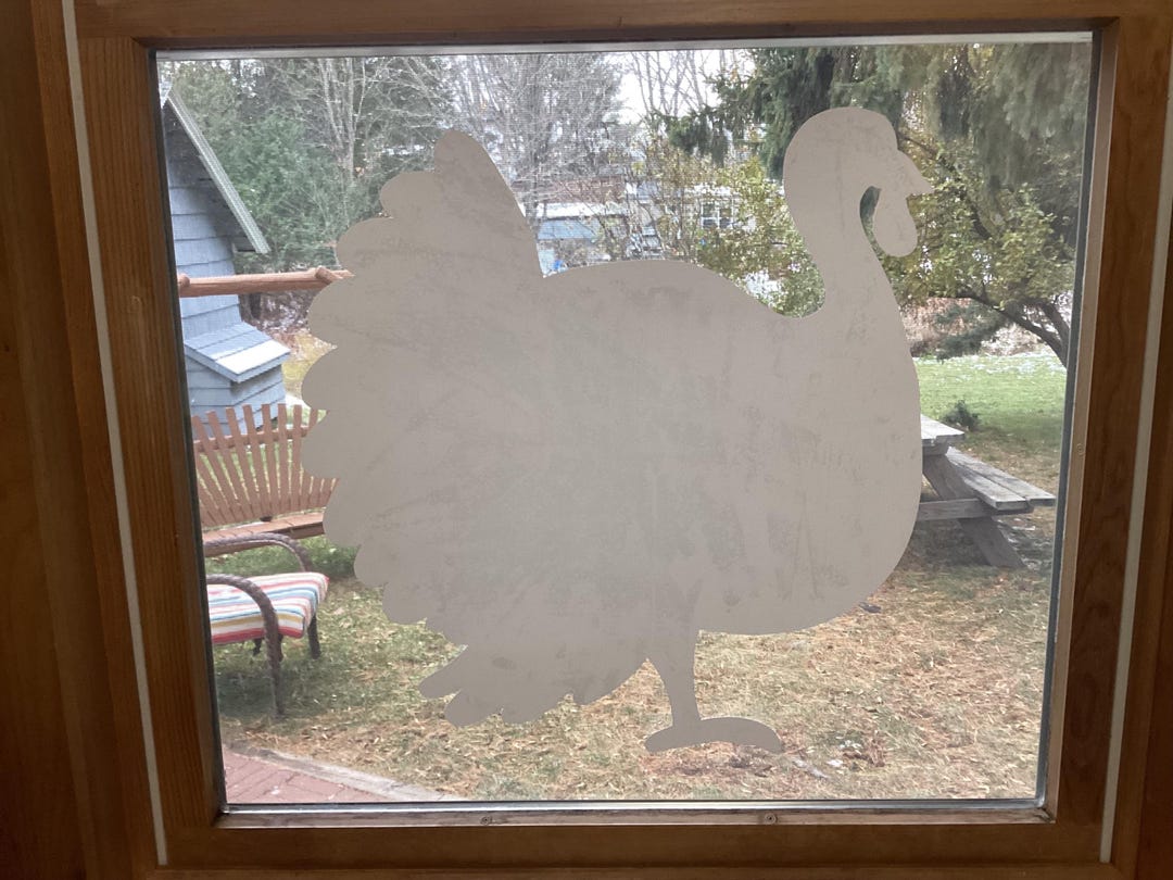 Thanksgiving Turkey Window Cling Decal, Reusable Peel and Stick Die Cut ...