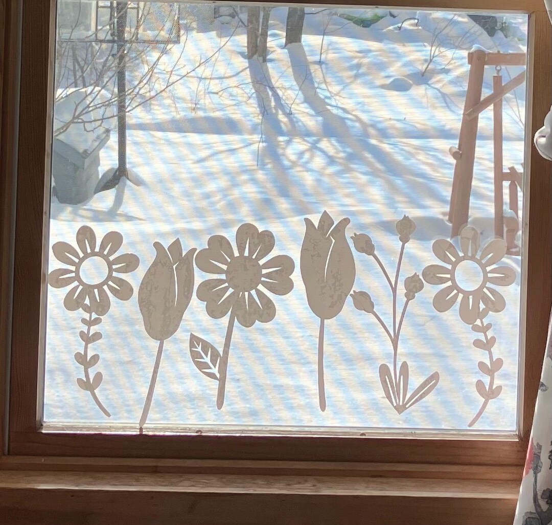 Spring Flower Window Clings, Reusable Flower Window Stickers, Daisy and ...