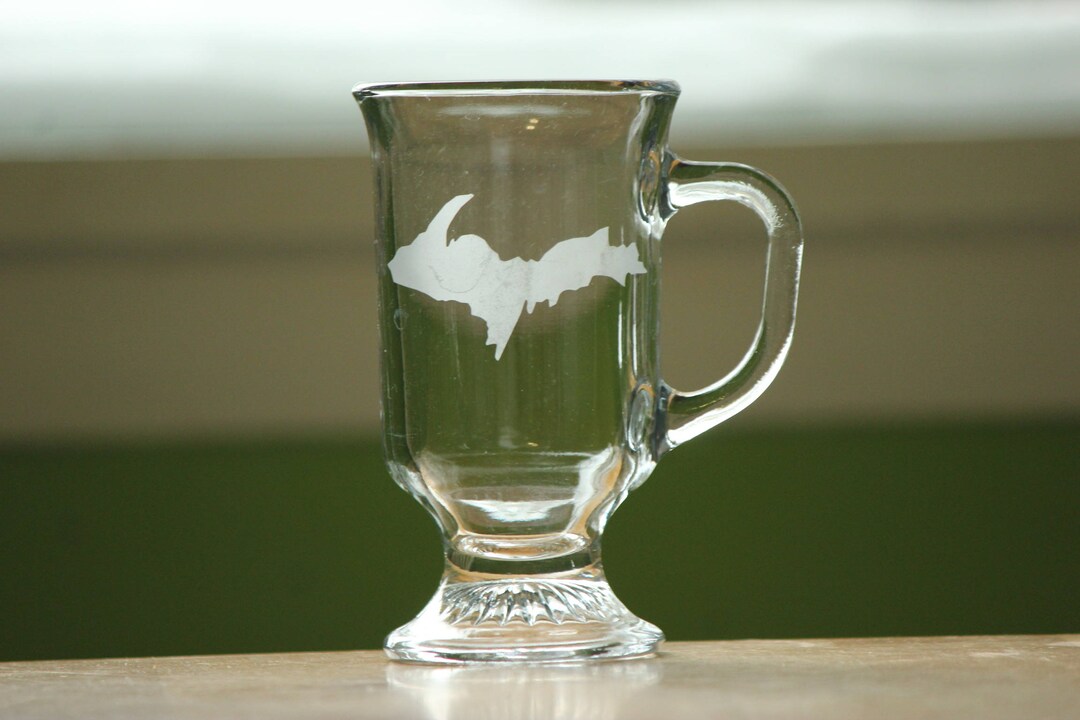 Set of Upper Peninsula Michigan Mugs - Yooper Glass Coffee Cup - U.P ...