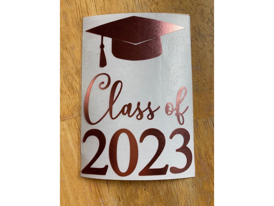 Class of 2025 Rose Gold Graduation Cap Decal - Graduation Party Décor ...