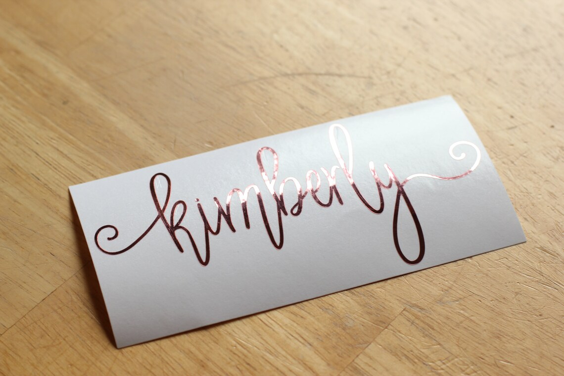 Rose Gold Vinyl Name Decal With Swirls - Script Font Name Tag ...