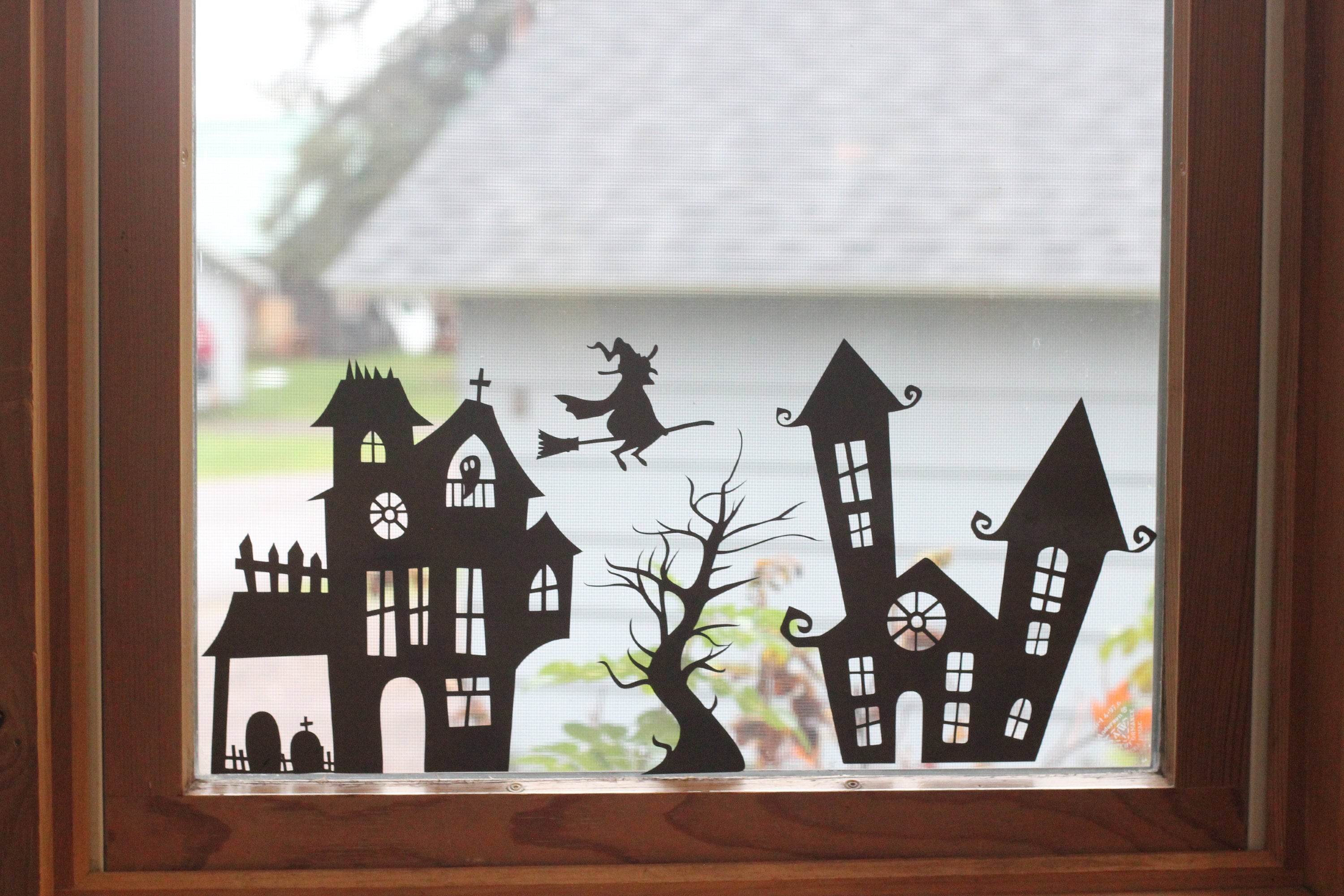 Halloween Haunted House Window Clings Reusable Fall - Etsy