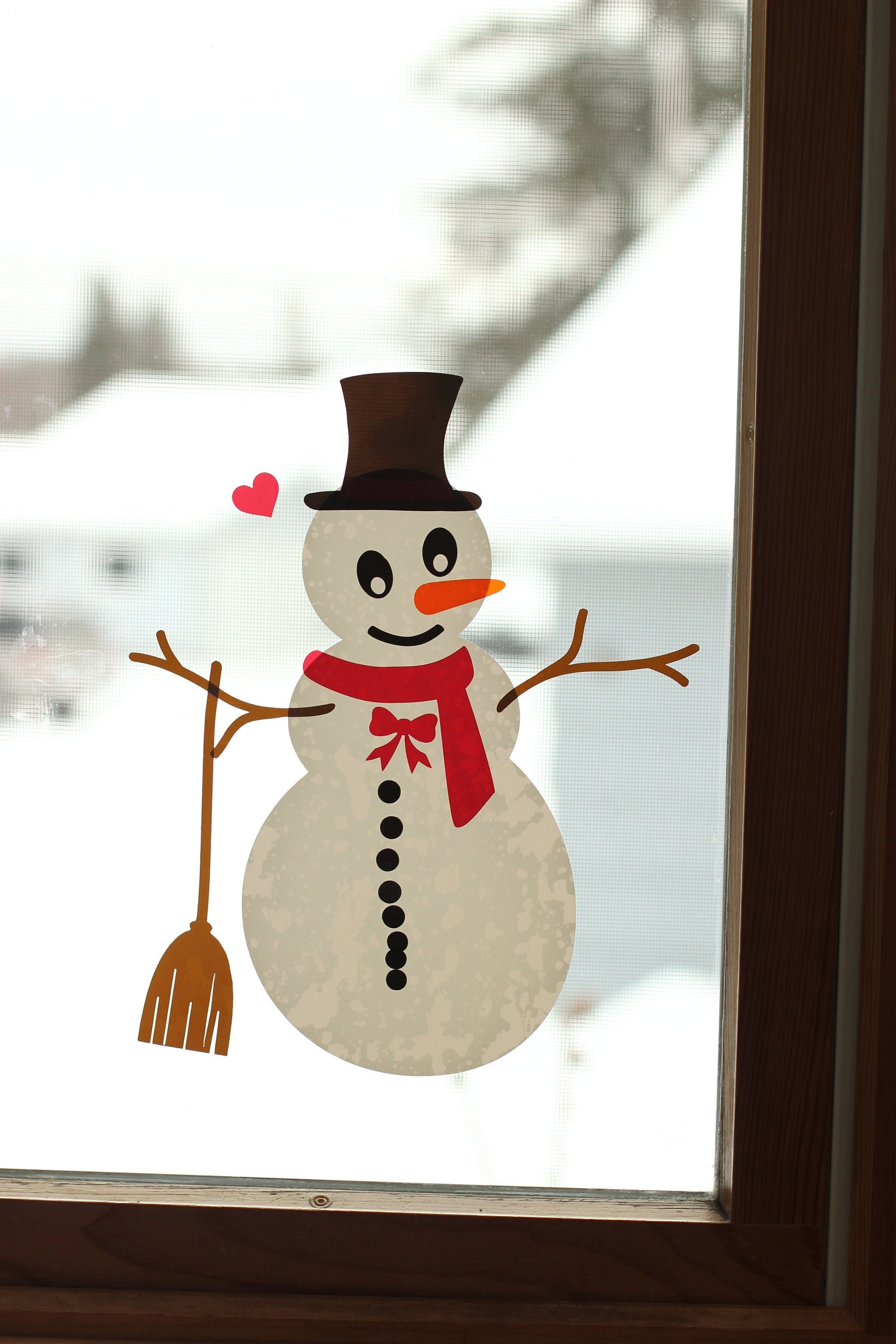 Winter Snowman Window Cling Kit Kids winow decals Reusable | Etsy