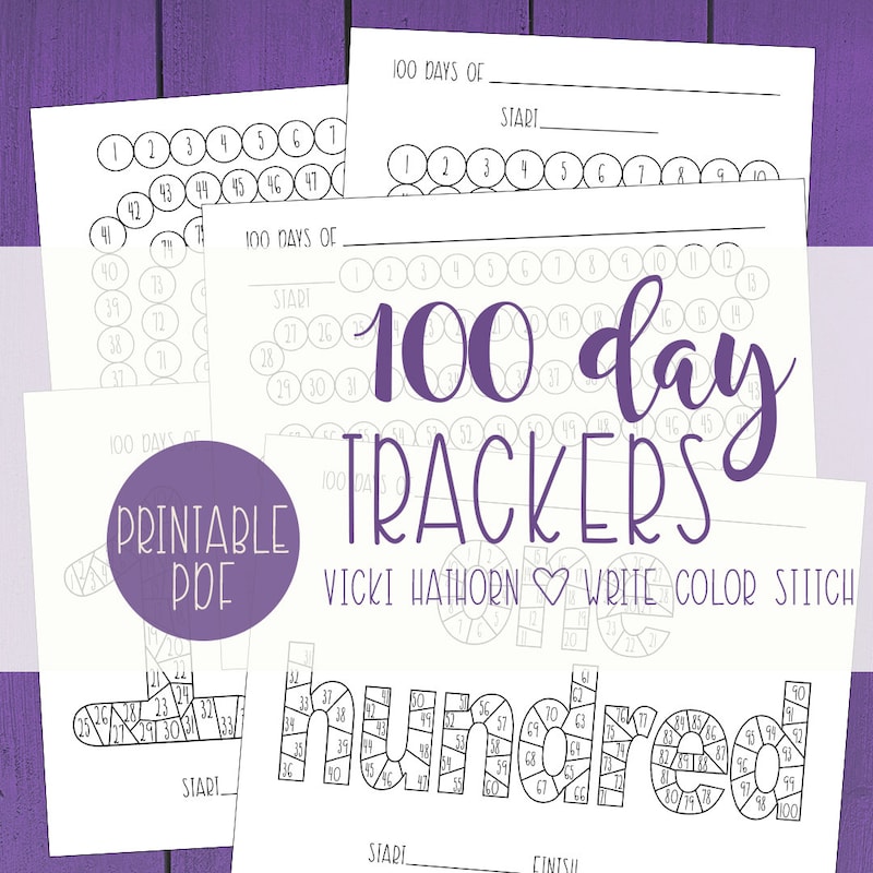 100 Days Habit Project Printable - Etsy