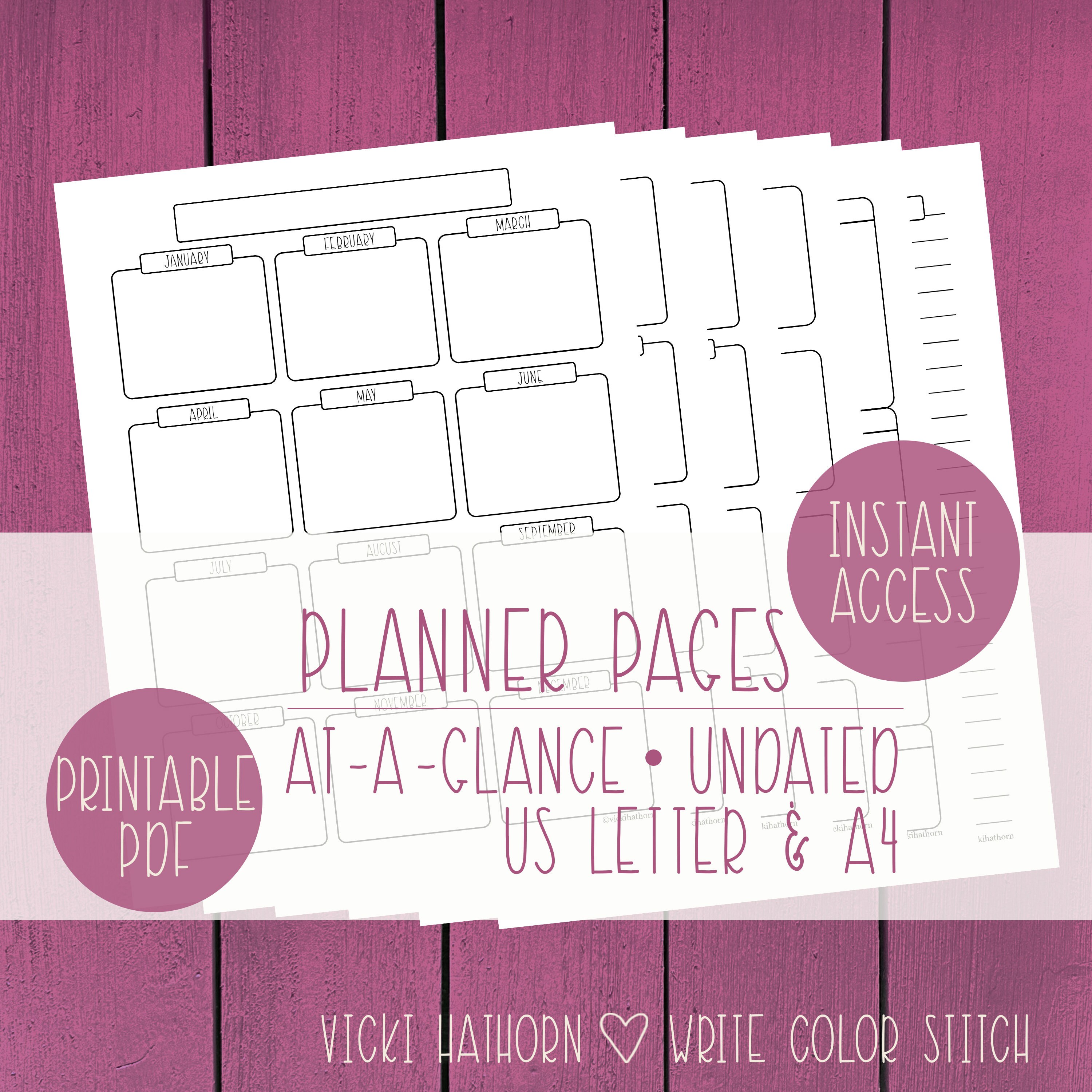 At-a-glance Undated Printable Planner Pages, Planning, Goal Setting ...