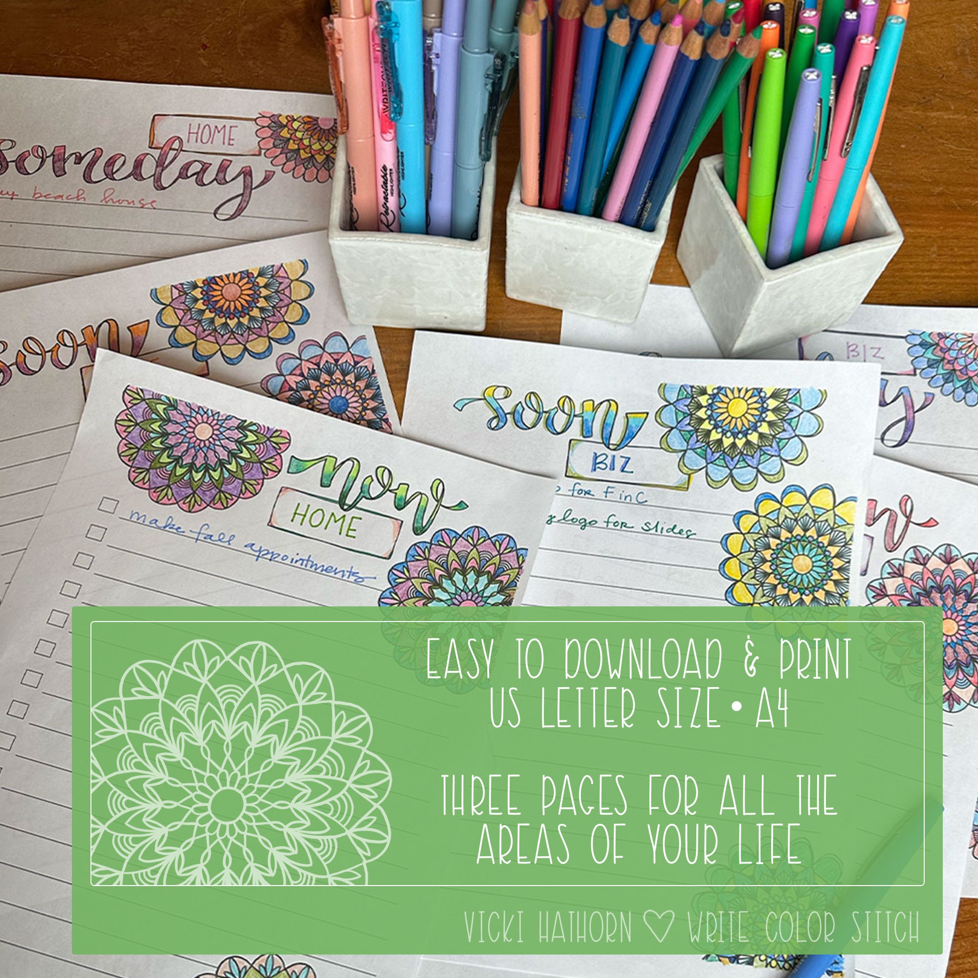 Coloring Planner, Printable Planner, to Do List, Goals, Hand-drawn ...