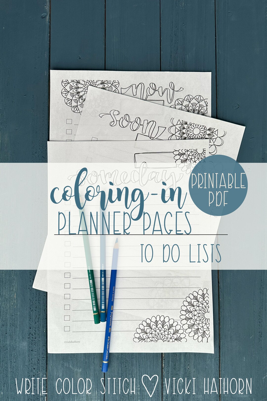 Coloring Planner, Printable Planner, to Do List, Goals, Hand-drawn ...