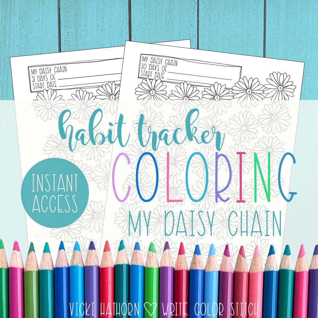 Habit Tracker, Coloring Planner Printable, Digital PDF, Instant ...