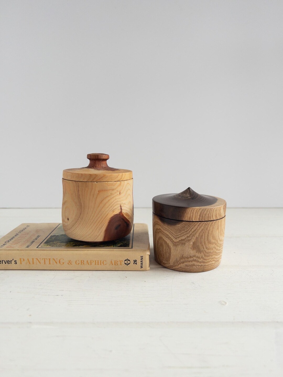 Set of Vintage Hand Turned Scottish Wood Jars, Hand Turned Scottish ...