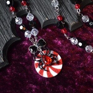 Peppermint Spider Rosary Style Necklace - Victorian Christmas - Gothic ...