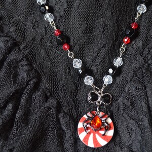 Peppermint Spider Rosary Style Necklace - Victorian Christmas - Gothic ...