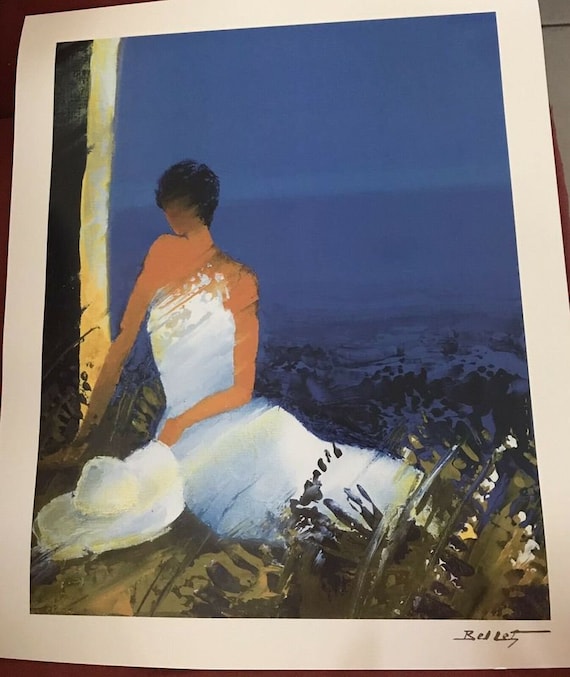 Emile Bellet Moment Bleu Lithograph COA 23 1/2 X 19 - Etsy
