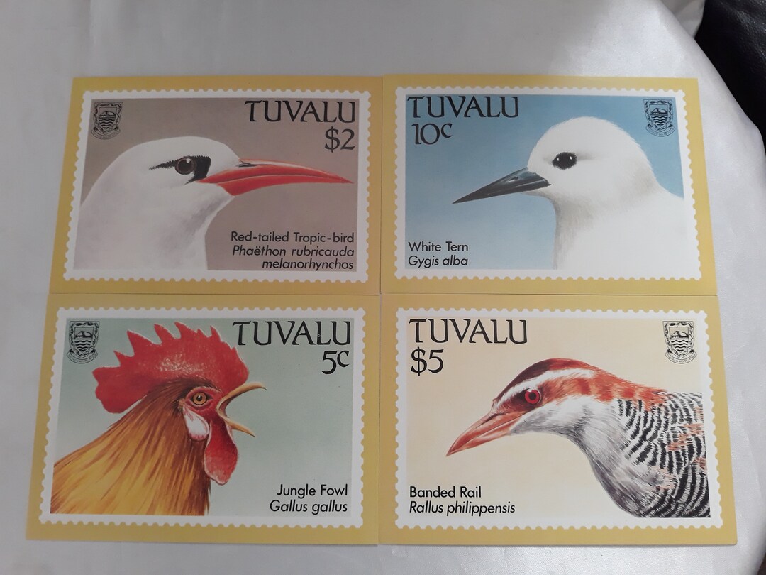 BIRDS - Tuvalu - Postal History: Set of 4 Official Postcards 1988 - Etsy