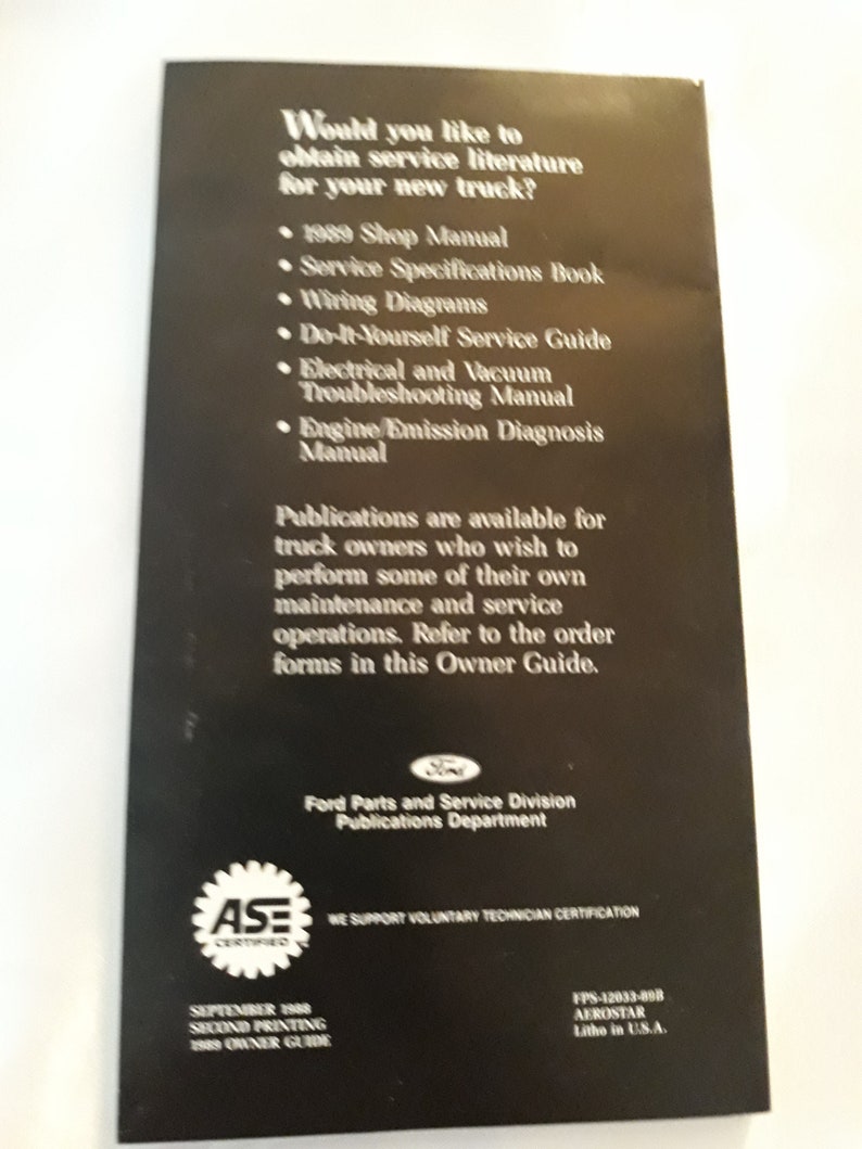 1989 Ford Aerostar Owner Guide Manual - Etsy