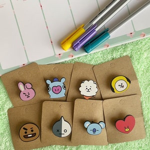 Kpop Characters Wooden Badge Pin 3cm Bt21 Bangtan kawaii Bts Buy2 Get 1 ...