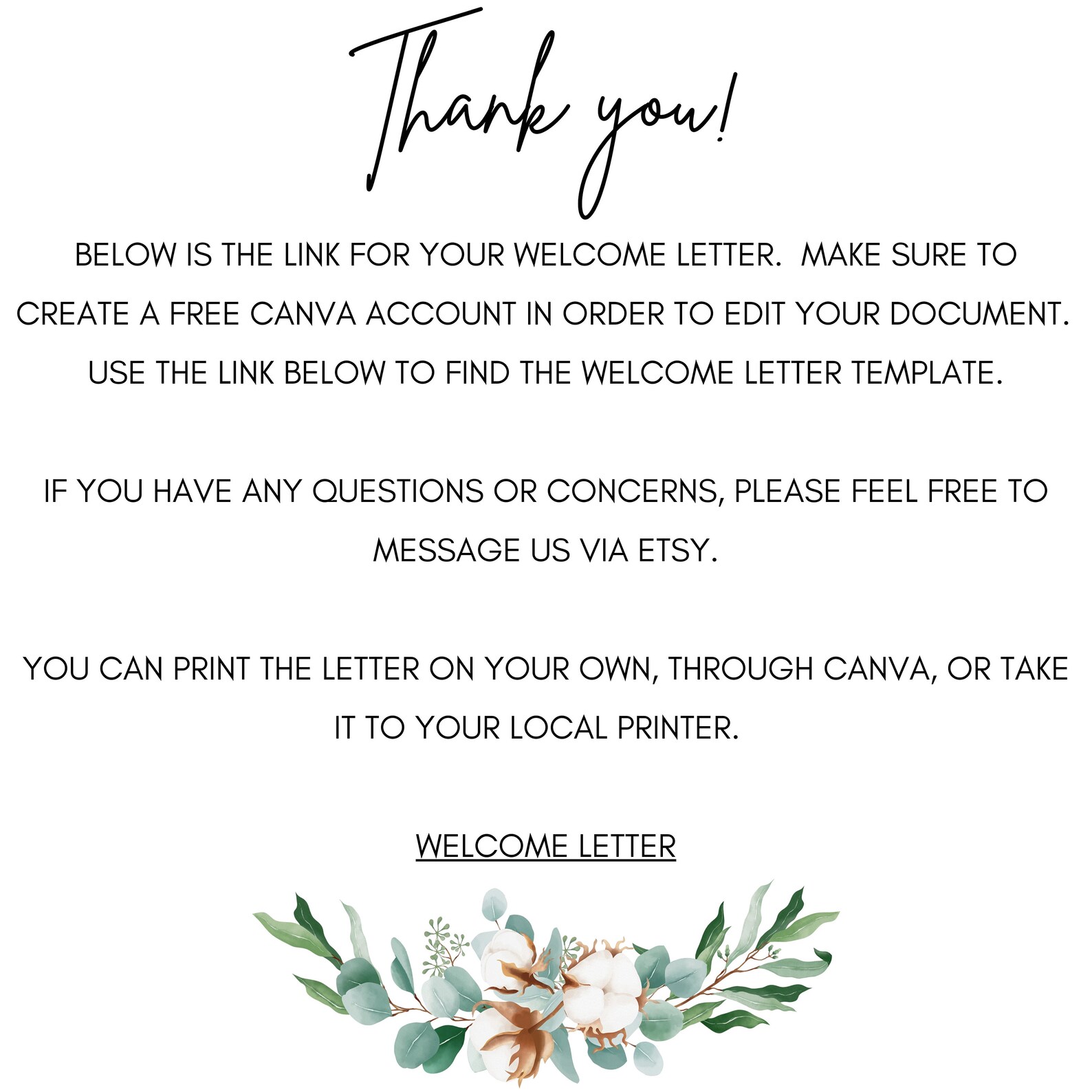 Editable Welcome Letter, Digital Download Welcome Letter, Welcome Note ...