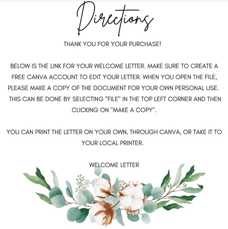 Editable Welcome Letter Digital Download Welcome Letter - Etsy
