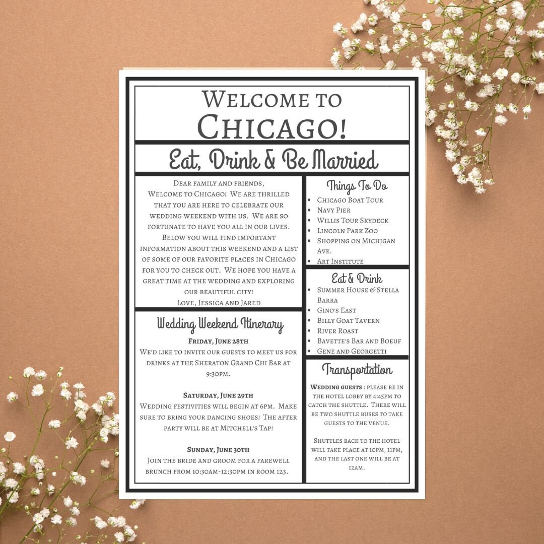 Editable Welcome Letter Card, Welcome Note, Wedding Gift Bag, Weekend ...