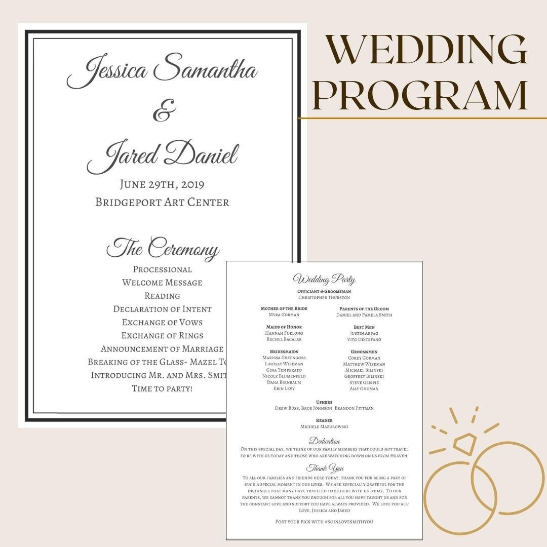 Editable Classic Wedding Program, Formal Wedding Program, Downloadable ...