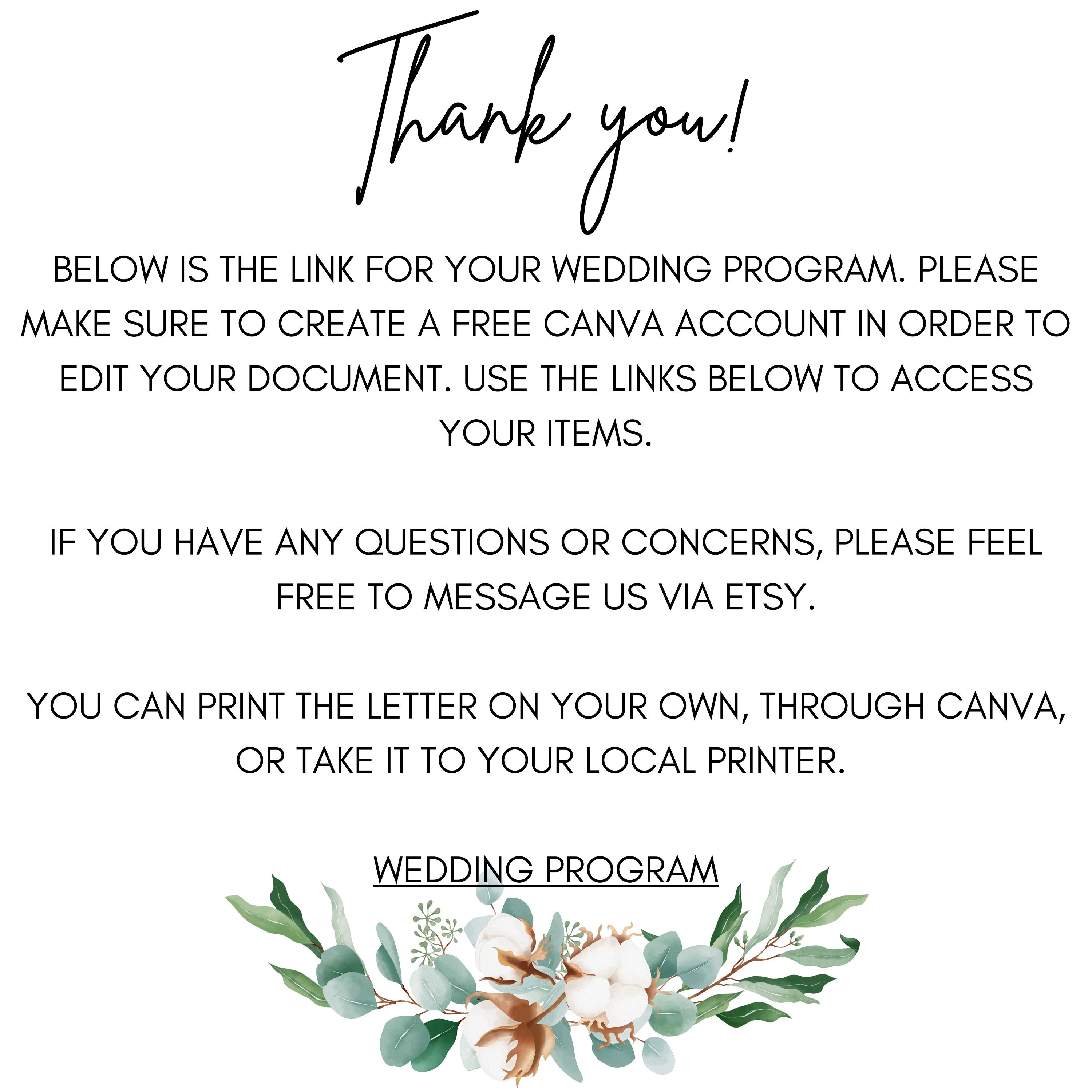 Editable Classic Wedding Program, Formal Wedding Program, Downloadable ...