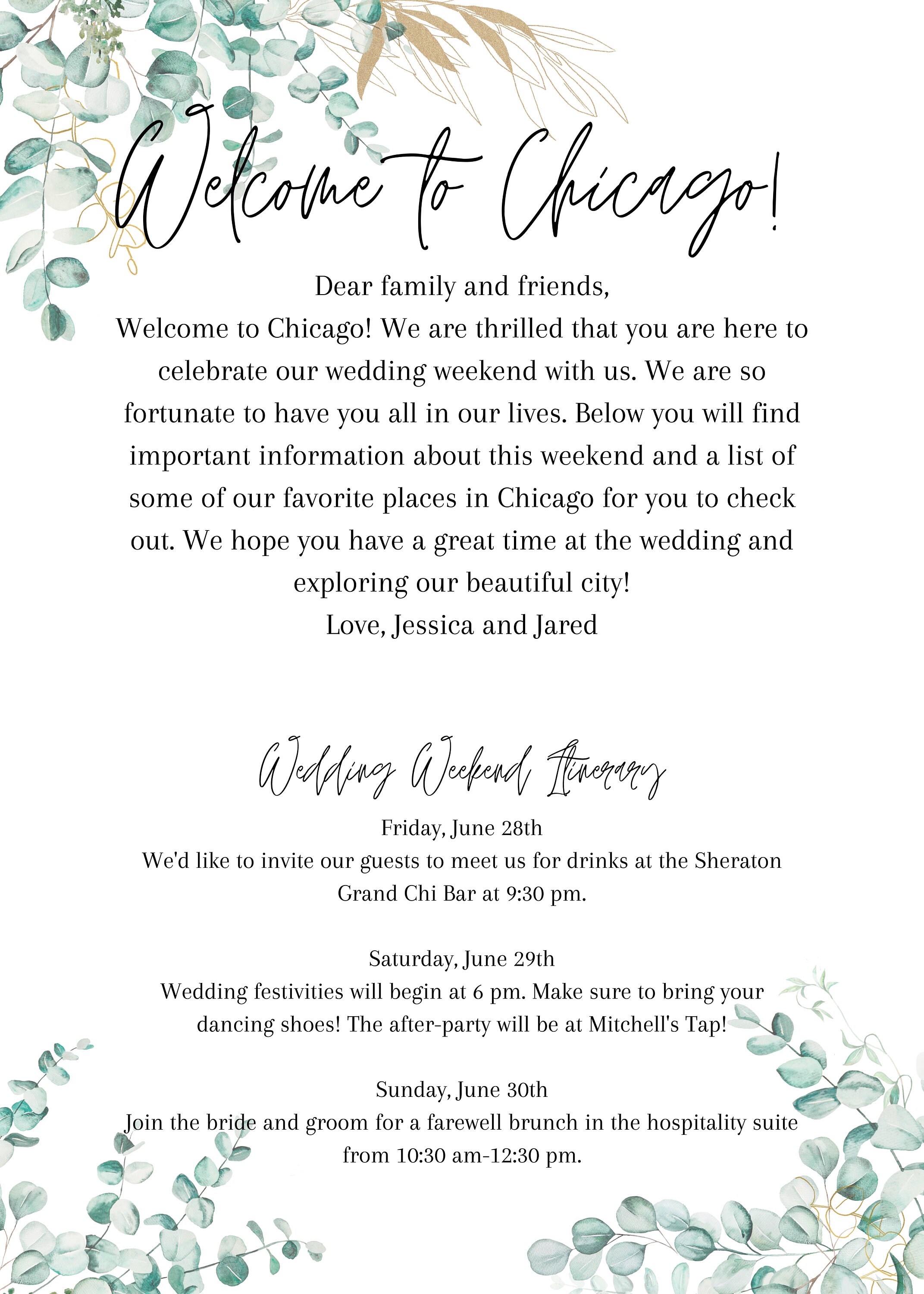 Editable Welcome Letter Card, Welcome Note, Wedding Gift Bag, Weekend ...